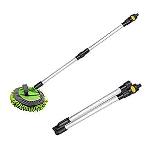 Sengo Chenille Microfiber Car Wash Mop Mitt with Water Flow 62" Aluminum Alloy Long Handle Duster Paint Scratch Free Cleaning Tool Dust Collector for Washing Car,Truck, RV