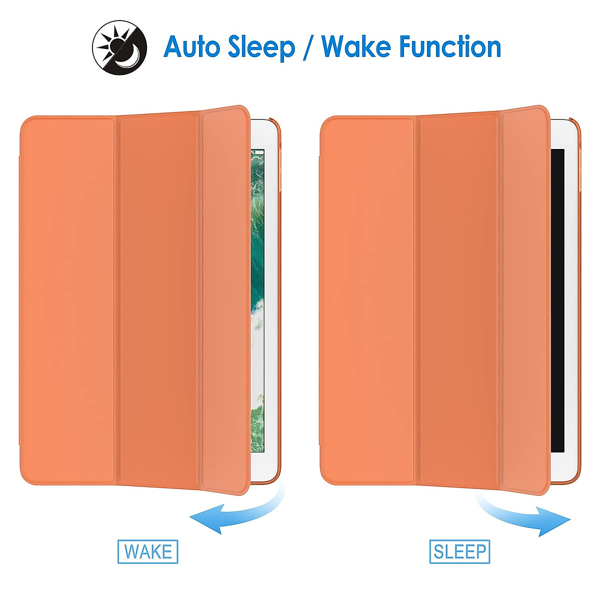 JETech Case for iPad (9.7-Inch, 2018/2017 Model, 6th/5th Generation), Smart Cover Auto Wake/Sleep, Papaya