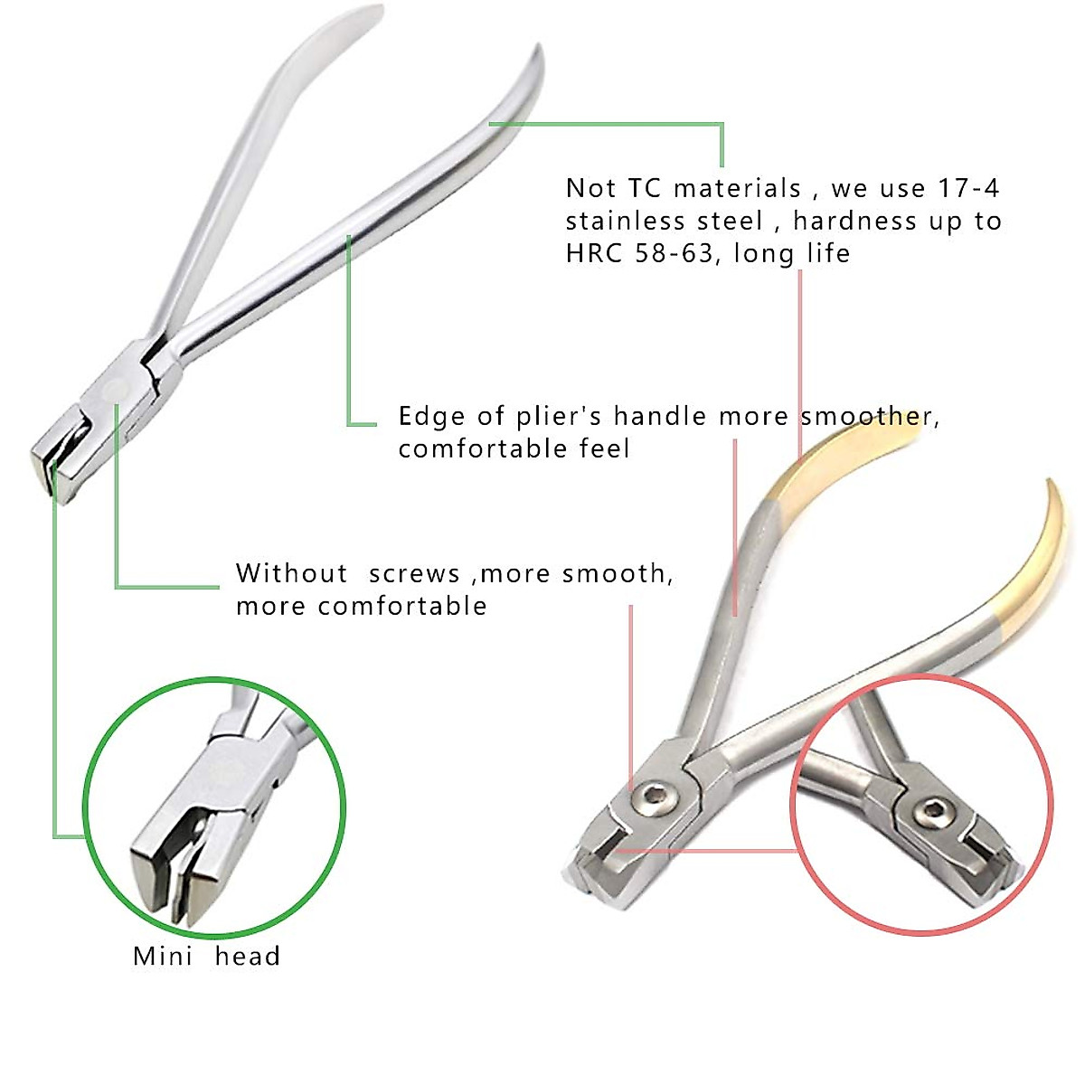 Dental Orthodontic Distal Cutter Plier,Orthodontic Flush Cutter, Distal End Cutter With Safety Holder,Cut Wire Up To A Maximum Of .021" x .025" (.53 mm x .64 mm) Standard Head Long Handle