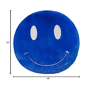 Round Shaped Throw Pillow, Smiling Face Plush Sofa Pillow Decorative Pillow Cushion for Children's Bed,Gift for Boys & Girls (Blue)