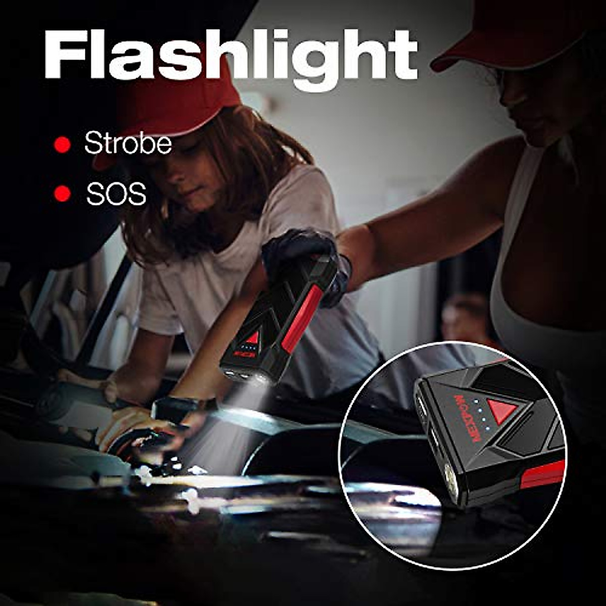 NEXPOW Portable Jump Starter,12V Car Battery Jump Starter Power Pack with USB Quick Charge (Up to 7L Gas or 5.5L Diesel Engine) Battery Booster with Built-in LED Light