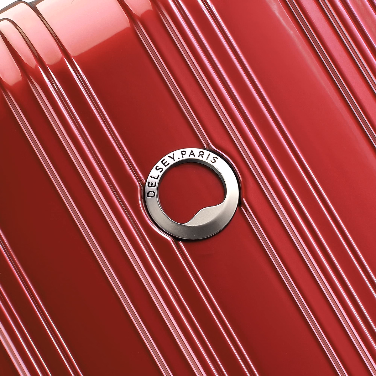 DELSEY PARIS Helium Aero Hardside Expandable Luggage with Spinner Wheels, Brick Red, Checked-Medium 25 Inch