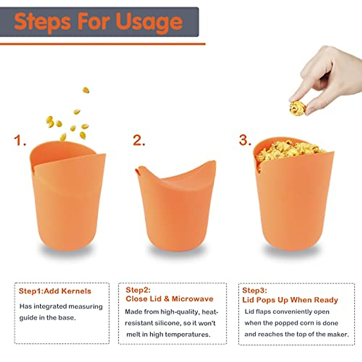 CloudyPeak Microwave Popcorn Maker Bowl Food Grade Silicone Popcorn Popper, BPA Free & Dishwasher Safe,2Pack