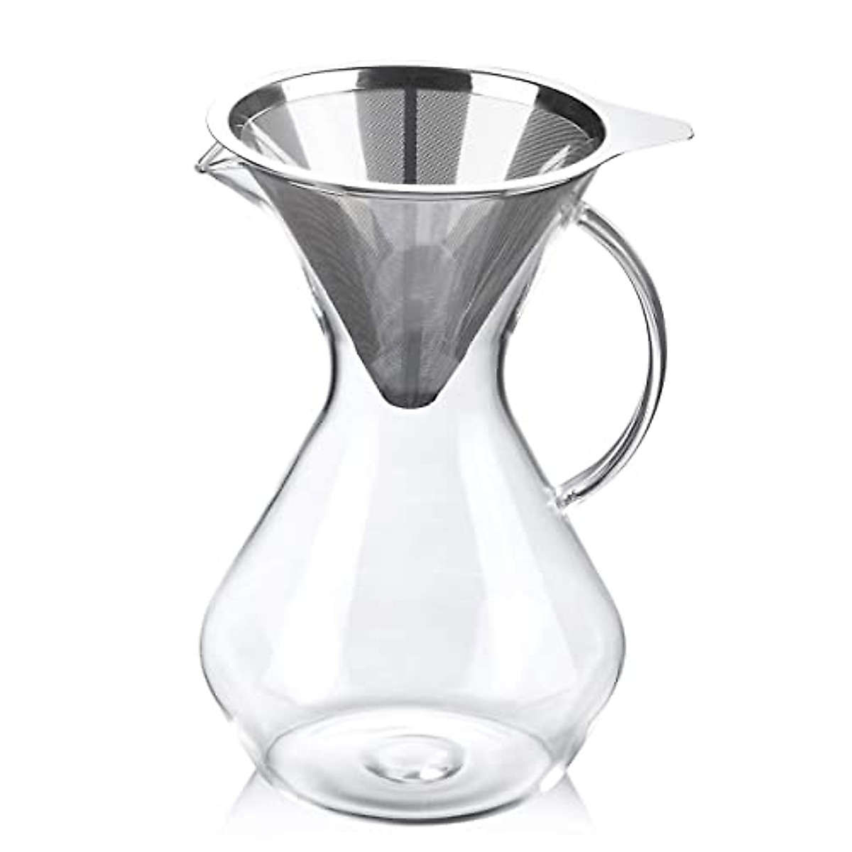 Modern-Depo Glass Coffee Maker Pour Over 34 Ounce/ 1000ml with Coffee Dripper Filter and Handle