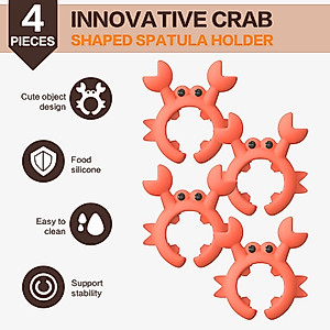 Crab Spatula Holder, Crab Shaped Silicone Spatula Holder Anti-scalding, Adjustable Crab Utensil Holder, Crab Spoon Holder For Pot Boil Over Spill Stopper,cute Creative Crab Gifts 4 Pcs (rad)