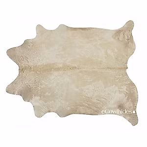 ecowhides Champagne Brazilian Cowhide Area Rug, Cowskin Leather Hide for Home Living Room (XXL) 8 x 7 ft