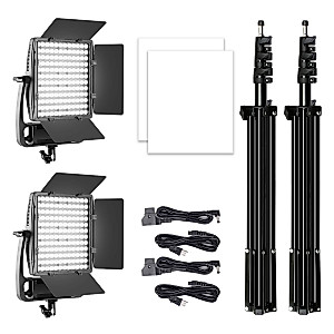 GVM 900D LED Video Light，Dimmable Bi-Color and Stand video Lighting Kit, APP Intelligent Control System， CRI97，3200-5600K fo YouTube Studio Photography， Outdoor Video Shooting Lighting (2 Packs)