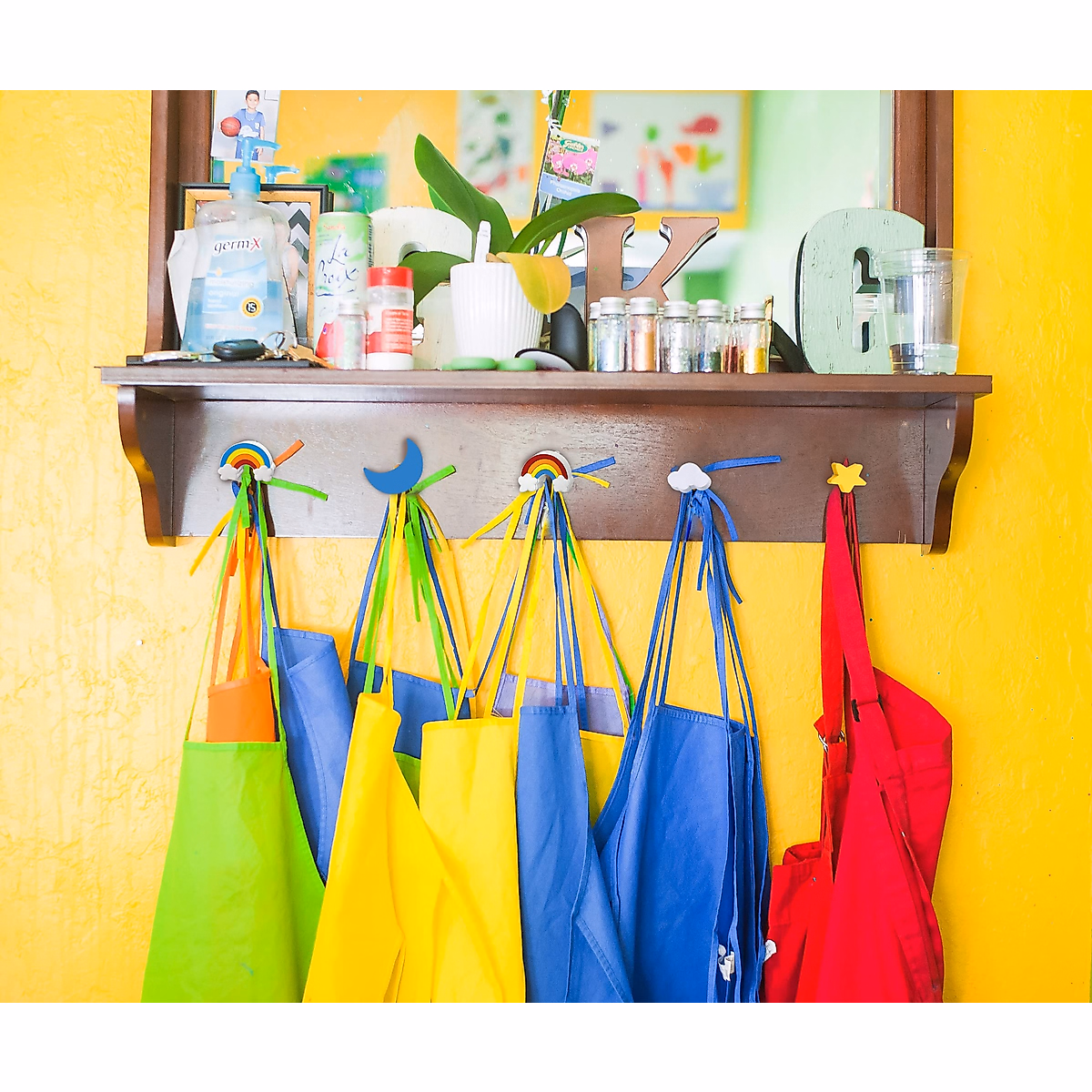 Stargallery 6 Pieces Cute Cartoon Shape Knobs for Furniture Soft Rubber Knobs for Cabinet Drawer Dresser Closets Organizer Desk Box Bookcase (Red, Rainbow)