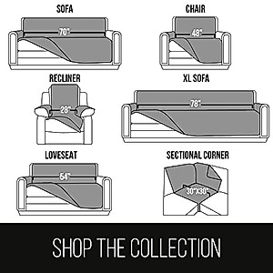 Sofa Shield Patented Couch Cover, Large Furniture Protector with Straps, Reversible Tear and Stain Resistant Slipcovers, Quilted Microfiber 70” Seat, Washable Covers for Dogs, Kids, Lt Gray Charcoal