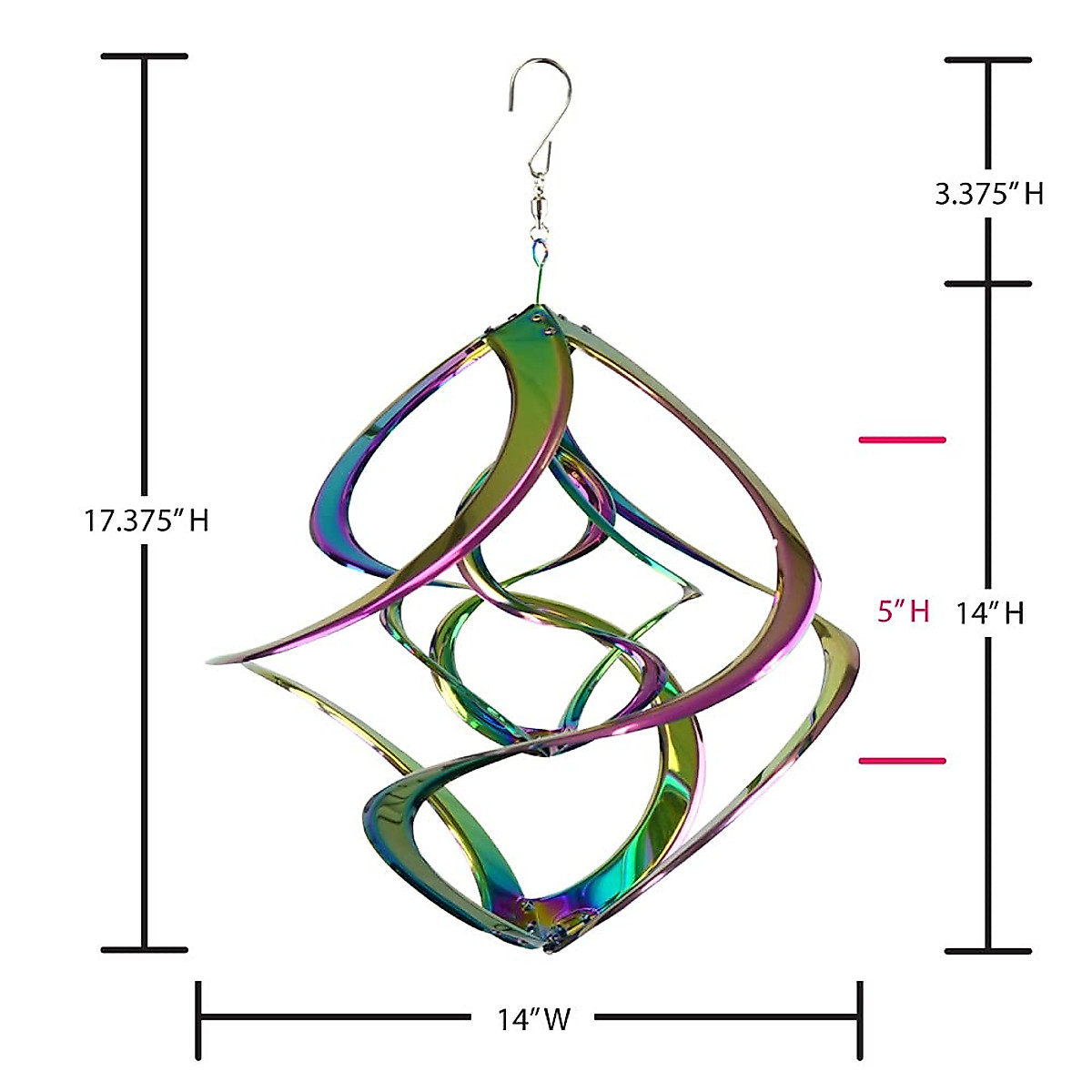 Red Carpet Studios 31065 Hanging Cosmix Wind Spinner, Double Helix, Rainbow