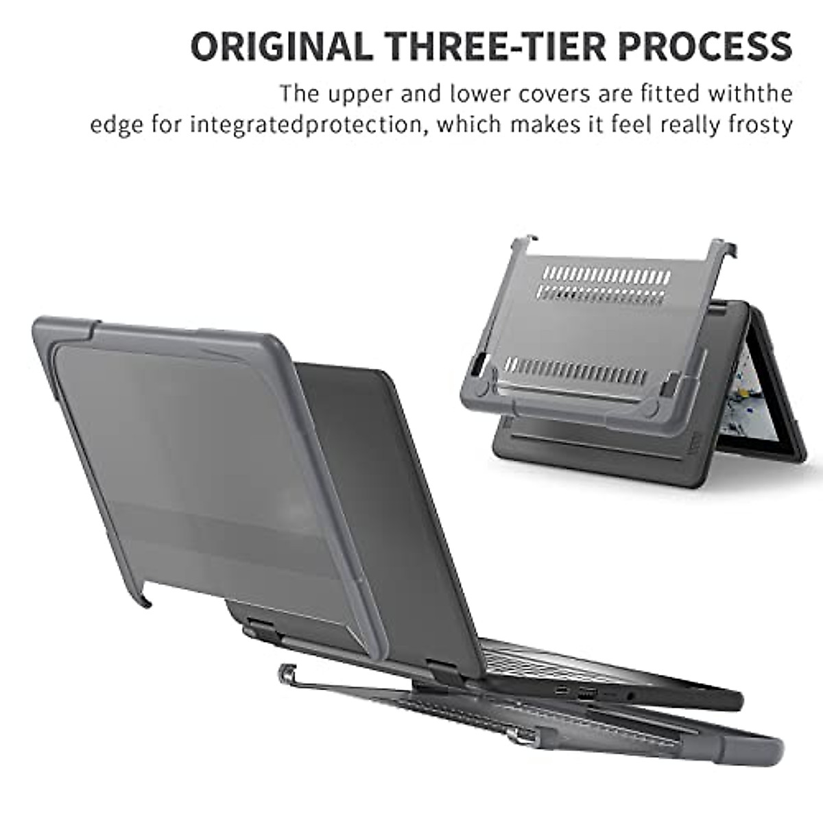 Batianda Laptop Case Fits 11" Dell Chromebook 3110/3100 Laptop Designed for K-12 Students, Teachers and Classrooms–Heavy Duty Rugged Shockproof Soft Bumpers for Reliable Device Protection,Gray