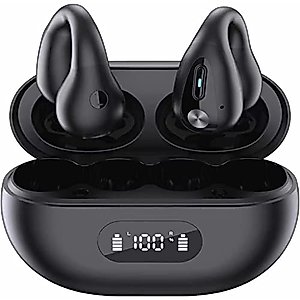 MONKPEAR Wireless EarClip Bone Conduction Headphones, 2023 New Ear Clip Bone Conduction Headphones Bluetooth, Open Ear Headphones Wireless Bluetooth for Running Cycling Sports Earbuds (Black)