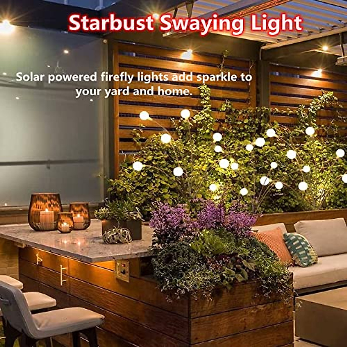2 Packs Solar Lights Outdoor Waterproof, 20LED Solar Firefly Lights Waterproof, Solar Garden Lights, Swaying When Wind Blows, Path Landscape Outdoor Decorative Lights(Warm)