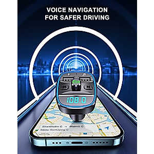 [Upgraded] COMSOON Bluetooth FM Transmitter for Car, Bluetooth Car Adapter MP3 Player FM Transmitter, Hands-Free Calling, Dual USB Ports (5V/2.4A & 1A), LED Screen, Support SD/TF Card USB Flash Drive