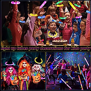 Vheex 12 Pack Glow Sticks Party Favors for Kids 8-12 4-8 Goodie Bags Stuffers Kids Birthday Party Favors Light Up Pop Fidget Tubes Sensory Toys Glow in the Dark Stick Party Supplies Easter Gifts Toys