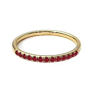 Gemsonclick New Year's Gifts Jewelry mom Gift Hand Made Thin Rings Created Ruby 18K Gold Plated February Birthstone Jewelery Size 6