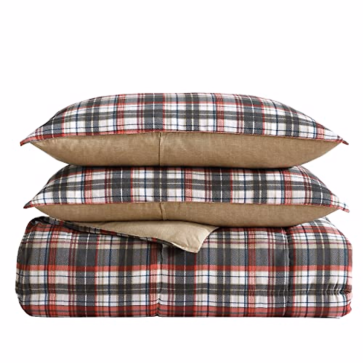 Eddie Bauer - King Comforter Set, Reversible Plaid Alt Down Bedding with Matching Shams, Home Decor for Colder Months (Astoria Red, King)