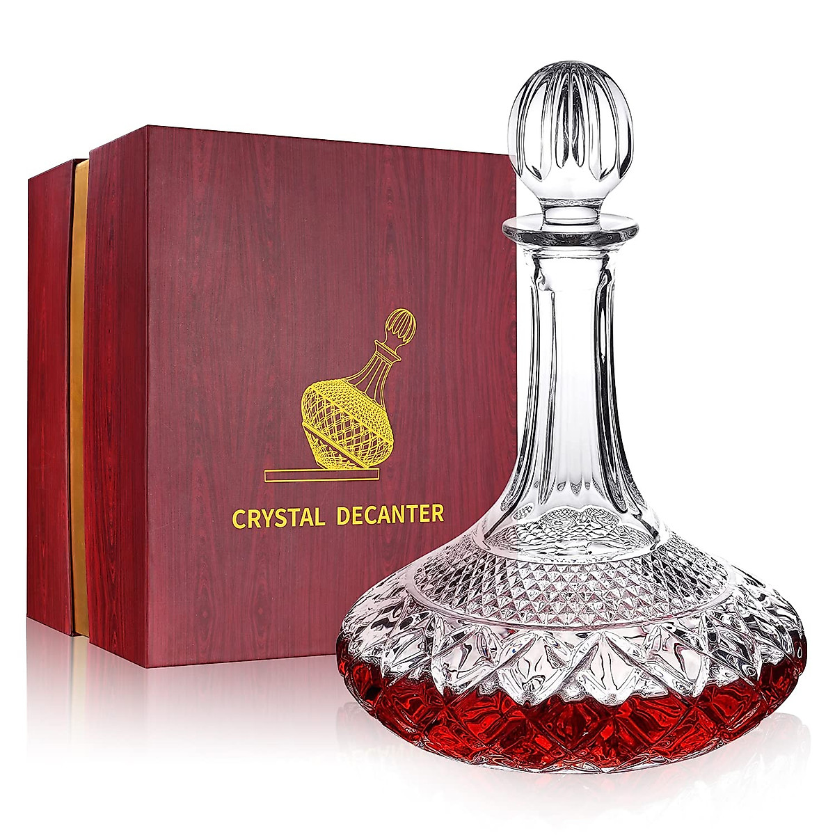 Paysky 50oz Wine Decanter Crystal Bottle for Wine with Stopper- Top Red Wine Decanter Carafe Bottle with Luxury Box .Elegant Gift for Men/Women