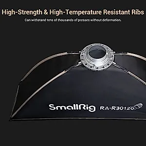 SMALLRIG Strip Softbox with Quick Release Pressing Design, 30 x 120cm (11.8" x 47.2") Bowens Mount Softbox with Beam Grid & Diffusers for Studio Lighting, RA-R30120 - 3931