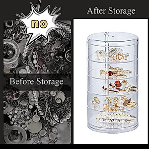 Jewelry Organizer:5-Layers Rotatable Small Jewelry Box Earring Holder for Women,Jewelry Storage Box Jewelry Accessory Storage Tray with Lid for Earrings Necklaces Bracelets