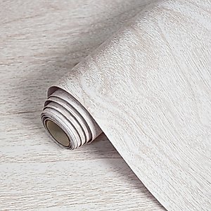Lativo White Wood Contact Paper for Cabinets and Drawers Wood Grain Wallpaper Peel and Stick Wallpaper for Furniture Shelf Liner Self-Adhesive Wallpaper Vinyl Waterproof Easy to Install/Clean 18"×118"