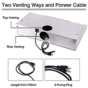 Stainless Steel Range Hood 30 inch KITCHENEXUS 200 CFM Under Cabinet Range Hood Ducted/Ductless Convertible Duct with LED Lighting, Reusable Filters and 3 Speed Exhaust Fan, Slim Kitchen Hood Vent