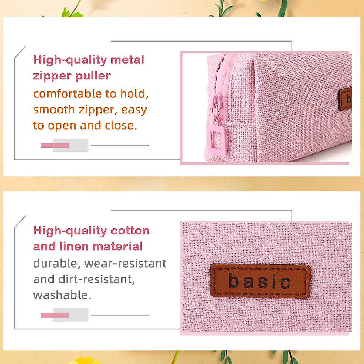 iSuperb Cotton Linen Pencil Case Student Stationery Pouch Bag Office Storage Organizer Coin Pouch Cosmetic Bag