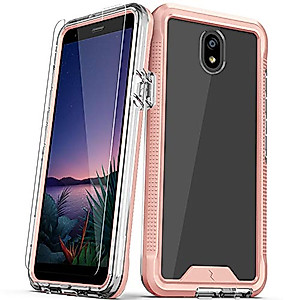 Zizo ION Series LG Aristo 4+ / LG Escape Plus Case | Military Grade Drop Tested with Tempered Glass Screen Protector (Rose Gold/Clear)