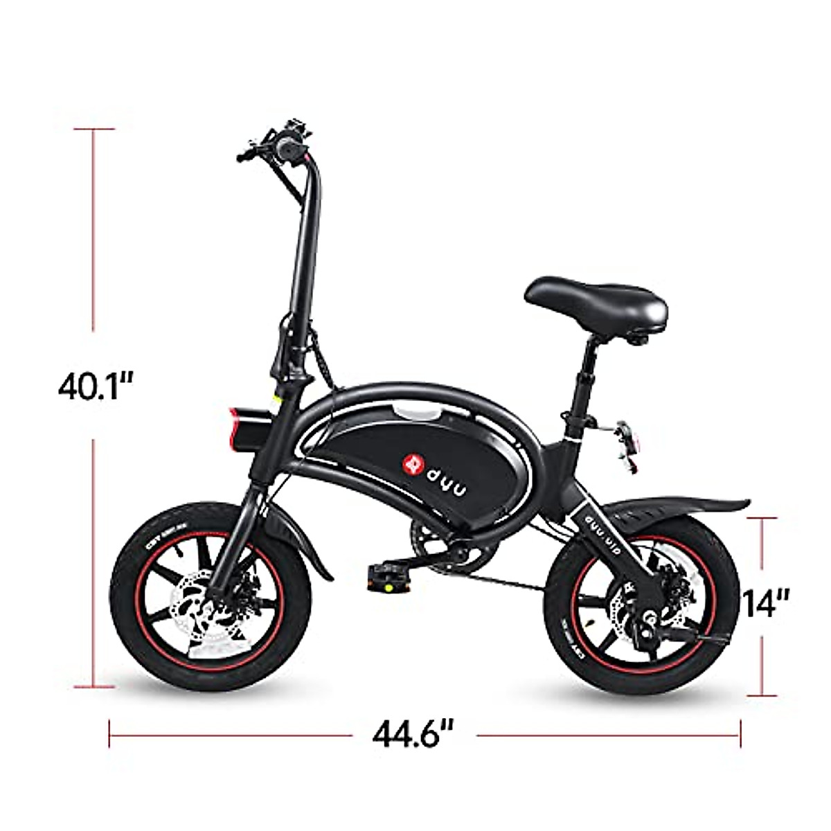 DYU Electric Bike for Adults Teens, D3F 14" Folding Electric Bicycle,Commuter City E-Bike with 250W Motor and 36V 10AH Lithium-Ion Battery,37-40miles Travel Range