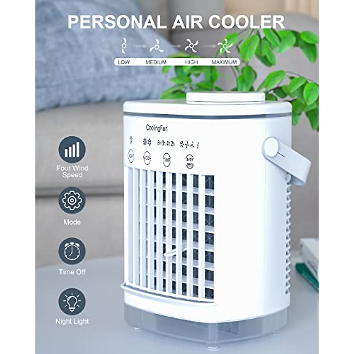 Small Portable Air Conditioner, Evaporative Air Cooler Portable, Personal Air Conditioner Mini Portable, Fans that Blow Cold Air, Desktop Cooling Humidifier Fan for Small Room/Office/Dorm/Bedroom