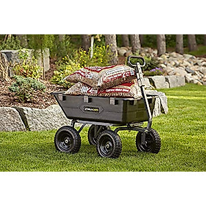Gorilla Carts GOR6PS Poly Yard Dump Cart, Heavy-Duty Convertible 2-in-1 Handle, 1-(Pack), Black