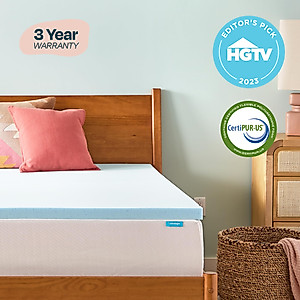Linenspa 2 Inch Memory Foam Mattress Topper, Gel Infused Twin Mattress Topper, CertiPUR-US Certified
