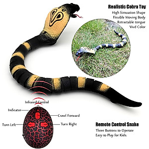 Tipmant RC Snake IR Remote Control Cobra Electric Fake Realistic Animal Crawling Vehicle Scary Trick Kids Halloween Christmas Prank Toys Birthday Gifts (Grey)