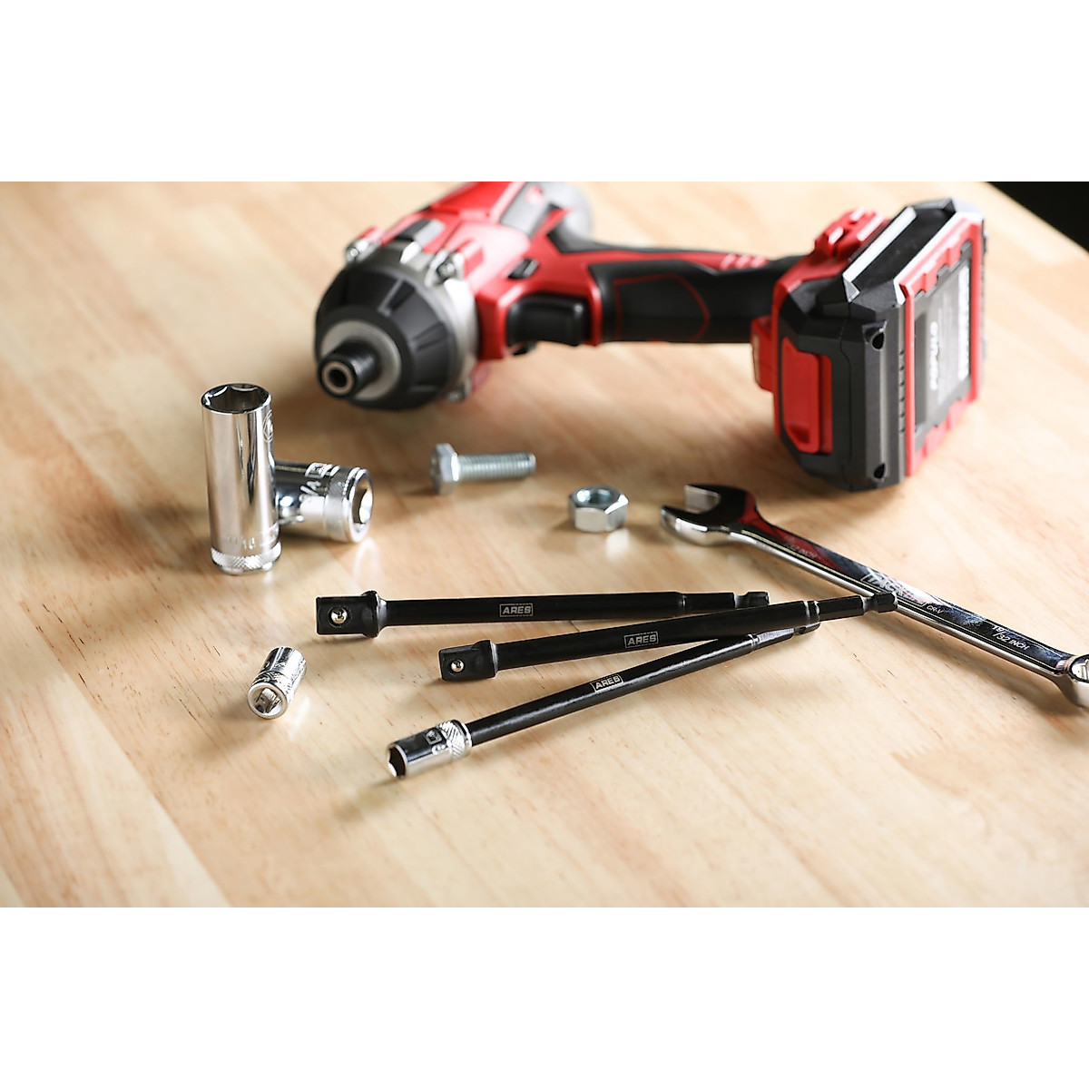 ARES 70001 - 6-Inch Impact Grade Socket Adapter Set - Turns Power Drill into High Speed Nut Driver - 1/4-Inch, 3/8-Inch, and 1/2-Inch Drive
