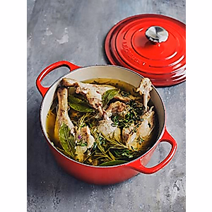 Le Creuset Enameled Cast Iron Signature Round Dutch Oven, 7.25 qt., Cerise