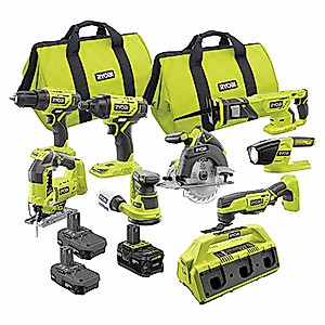 RYOBI PCK700KN ONE+ 18V Cordless 9-Tool Combo Kit with 3 Batteries and 6-Port Supercharger