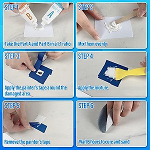 Tub Repair Kit White, Tub Chip and Bathtub Repair Kit for Enamel, Fiberglass, Acrylic, Porcelain, Patch and Repairs Chips, Cracks, Scratches, Rust, Holes on Tub, Toilet, Sink, Shower, Tray in Bathroom