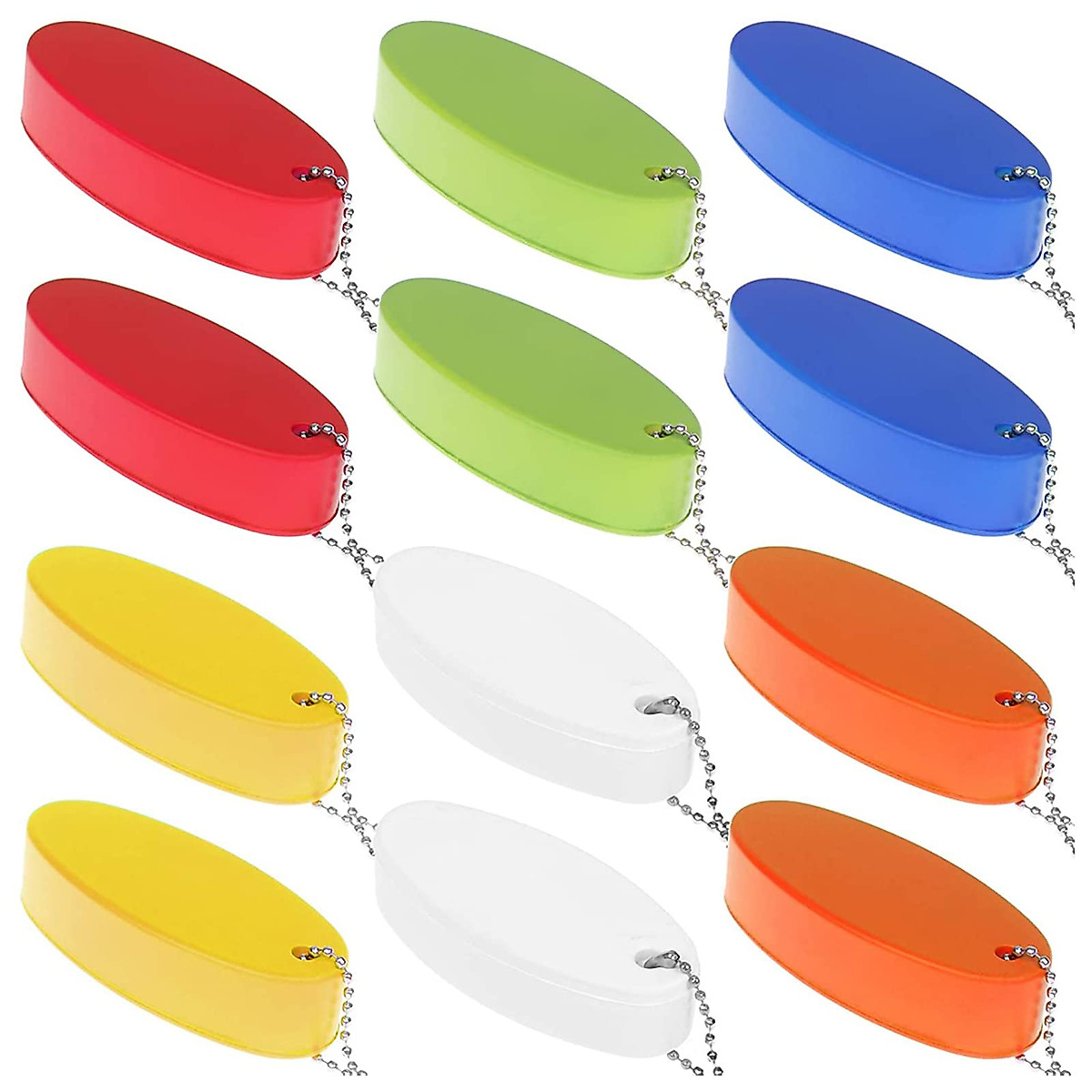 12Pcs Foam Floating Keychain Oval Shaped Foam Floating Key Ring Foam Floater Key Chain for Boating Fishing Surfing Sailing and Outdoor Sports, 6 Colors