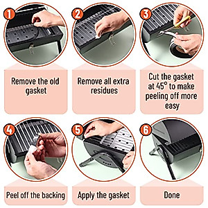 UNCO- Smoker Gasket, 15 Ft, 0.6"X1/8", Grill Gasket, Heat Gasket, Smoker Heat Tape, Smoker Gasket Sealer High Temp, Kettle Grill Gasket, BBQ Gasket, High Temperature Gasket Smoker, Smoker Door Gasket