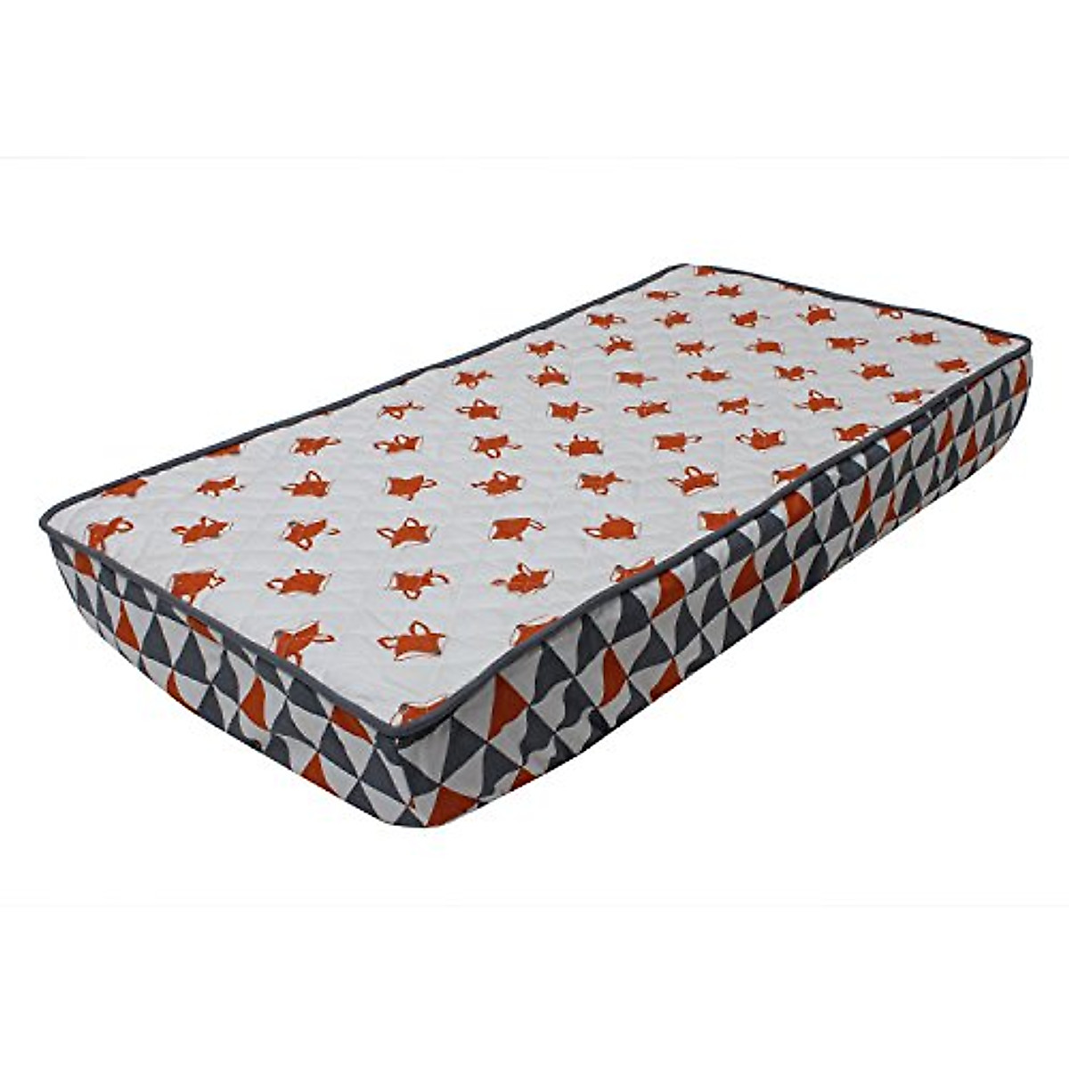 Bacati - Playful Foxes Orange Changing Pad Cover (Orange/Grey Fox with Triangles in Gussett)