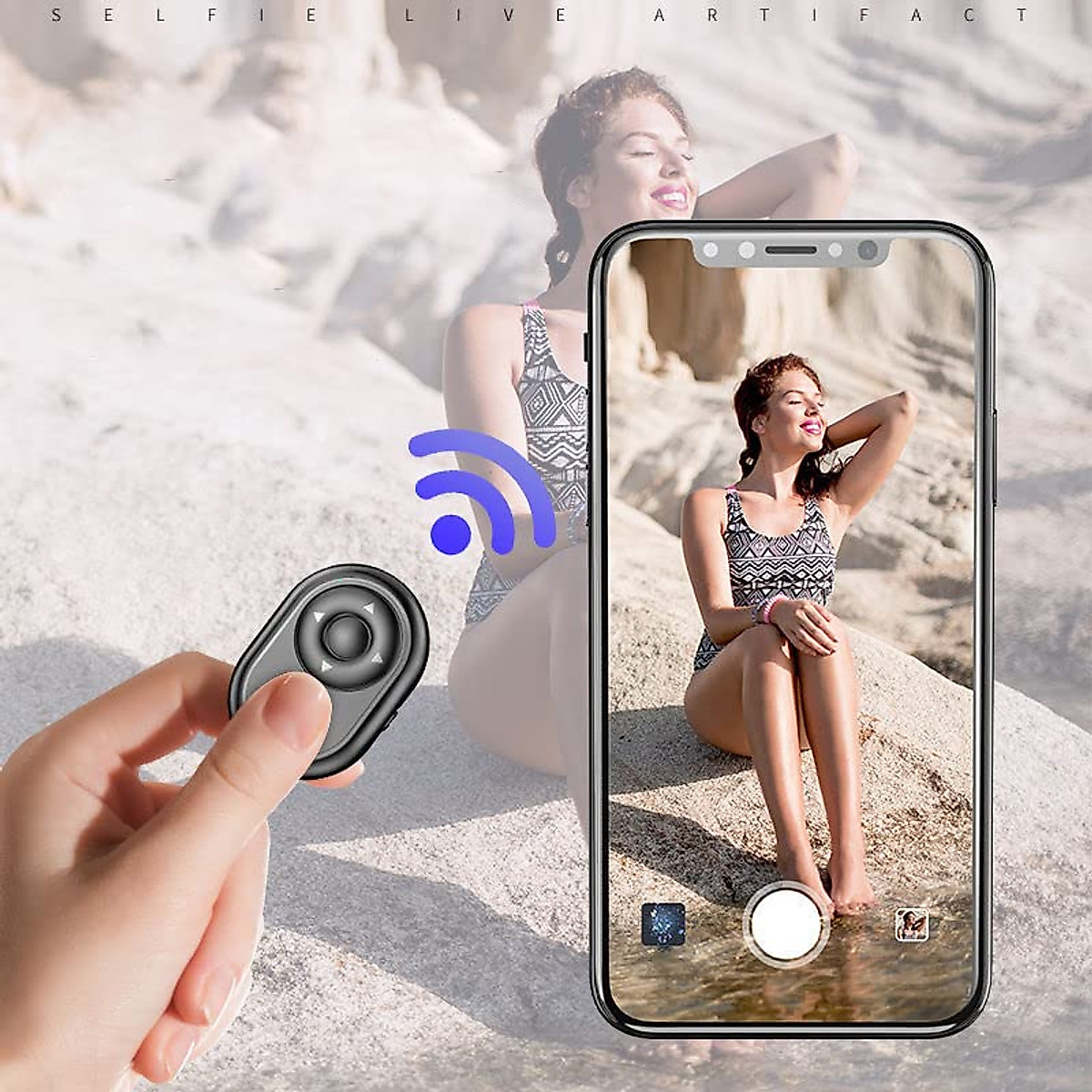 M3 Bluetooth Remote Camera Shutter Clicker & Page Turner for Cellphones/Tablets (Andriod 8.0+ and iOS 6.0+) - Selfies Remote, Scroll Pages for Tiktok eBook