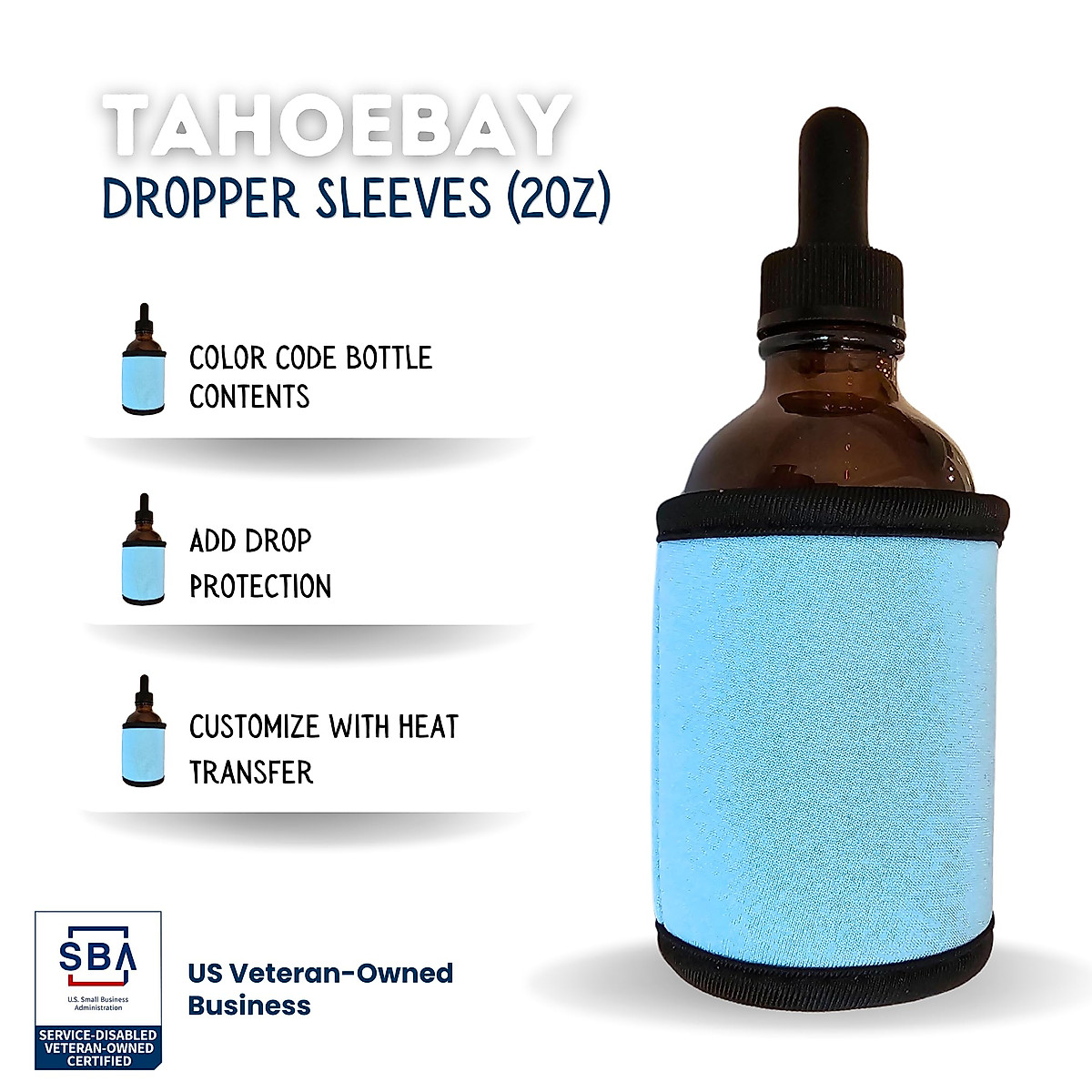 TahoeBay Dropper Bottle Sleeves (12-pack) Thick Neoprene Protector for Tincture Glass Bottles with Eye Droppers for 1oz, 2oz, 4oz Essential Oils (2oz Essential Colors)