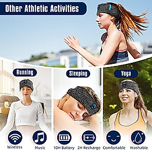 Soft Headband Wireless Headphones for Sleep, Wireless Sleep Earbuds, Comfortable Headphones for Sleeping with Thin HD Stereo Speakers, Sleeping Headsets for Workout, Insomnia, Travel, Yoga (Grey)