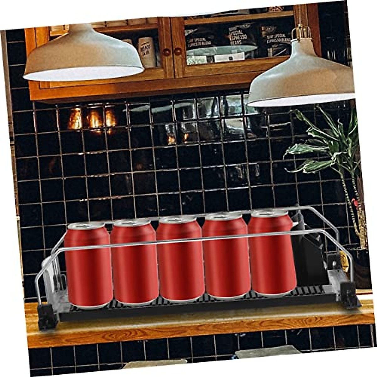 Refrigerator Beverage Shelf Drink Dispenser Fridge Organizer 2pcs Drink Pusher Air Curtain Cabinet Black Abs Freezer Vending Machine Beverage Dispenser Fridge Drink Pusher