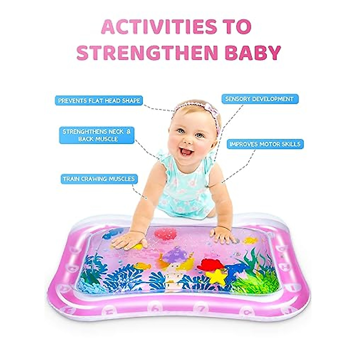 SEPHIX Baby Stuff for Newborn Toys 0-3-6-12 Months Girls Gifts, Infant Toys 0-6 Months Crawling Inflatable Water Tummy Time Mat, Montessori Activity Center for Babies Development Toys 6 to 12 Months