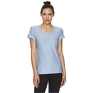 Reebok Womens Reversed Marled Basic T-Shirt, Blue, Small