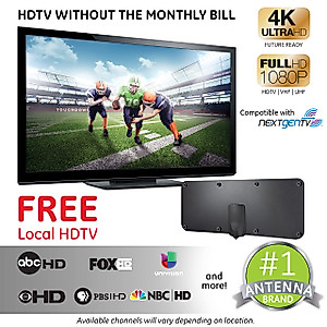 GE Digital Outdoor HD TV Antenna, Weatherproof Long-Range, Supports 4K 1080p UHF VHF NextGen TV ATSC3.0, Flat Low-Profile Design, Black, 54083