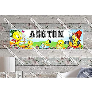 Tweety Bird - 8.5"x30" Personalized Name Poster, Customize With Your Child's Name, Birthday Party Banner