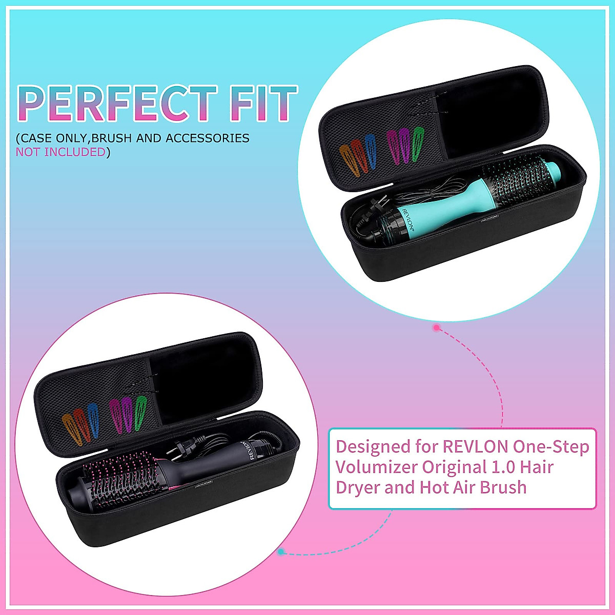 HESPLUS Storage Travel Case for Revlon 1.0/ PLUS 2.0 One-Step Hair Dryer & Volumizer Hot Air Brush Styler, Portable Hard Carrying Case for Revlon, Hot Tools,OMOteam Air Brush Blow Dryer (CASE ONLY!)