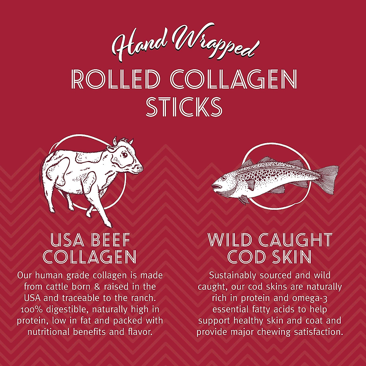 Icelandic+ Beef Rolled Collagen Stick with Wrapped Fish 4" Dog Treat